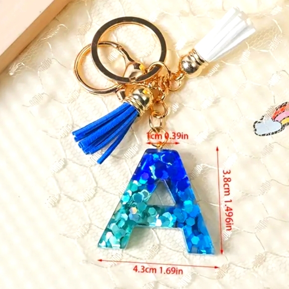 Bags | New Resin Letter A Initial Keychain Purse Charm W Double Tassels ...